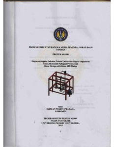 PROSES PEMBUATAN RANGKA MESIN PEMINTAL SERAT DAUN PANDAN - Lumbung Pustaka UNY